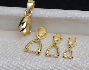 Sterling Silver Pinch Bails, S925 Silver Charm Pinch Bail for Jewelry ...