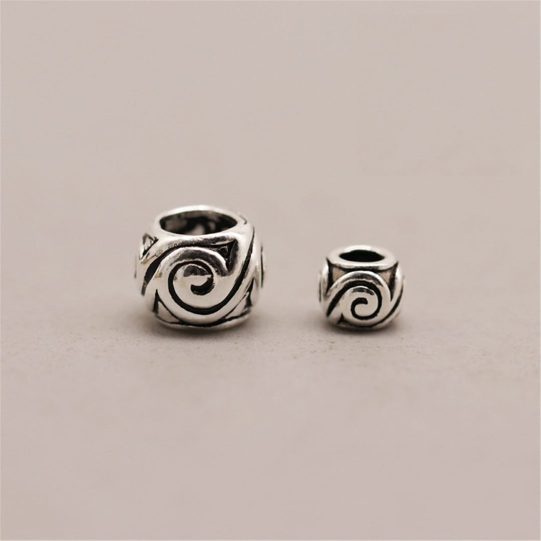 Sterling Silver Swirl Spiral Beads, Round Bail Bead, Whirlpool Bead ...