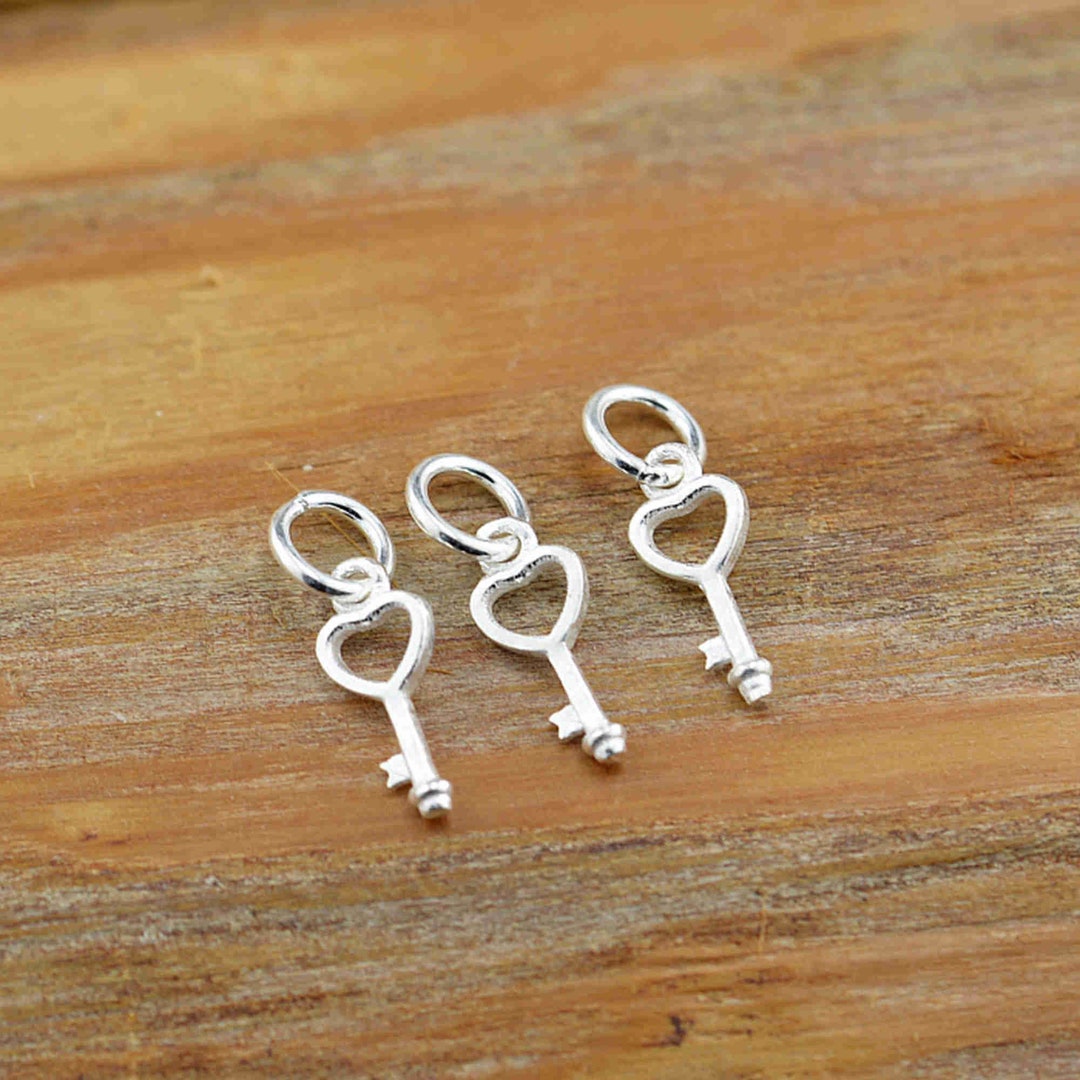 Sterling Silver Key Charm, S925 Silver Key Charm for Jewelry Making ...