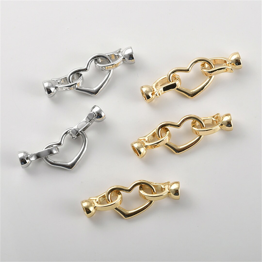 18K Gold Plated Pearl Clasp With Cord End Cap, Gold Tone Pearl Clasp ...