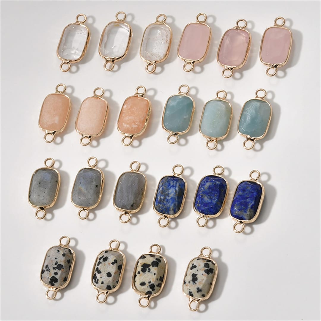 Natural Gemstone Rectangular Connector Charm,crystal Connector,faceted ...