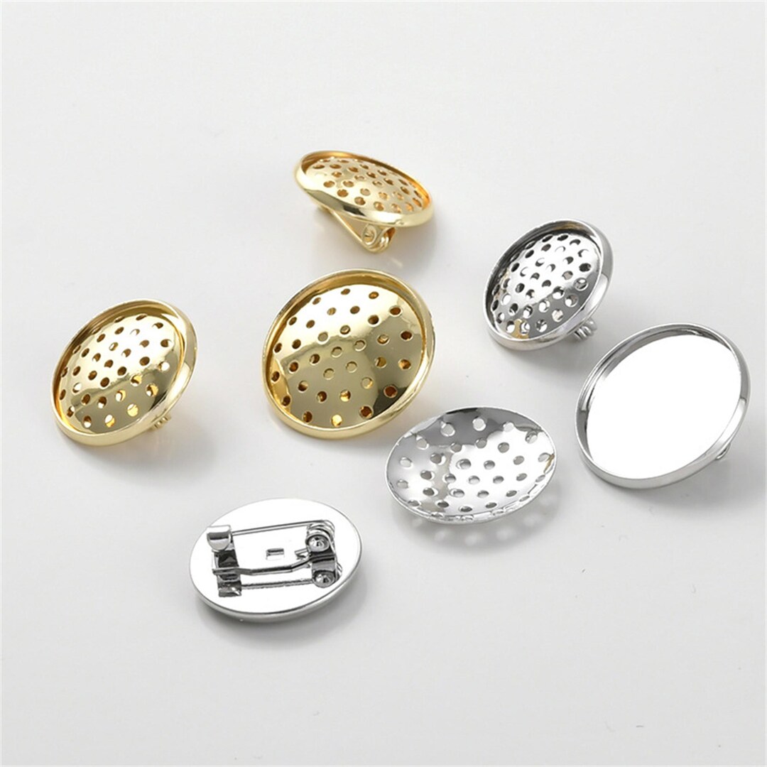 14K Gold Plated Round Brooch Pin, Circle Brooch, Safety Pin Brooch ...