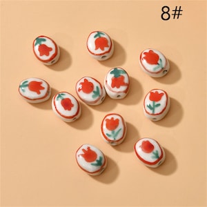 Porcelain Flower Beads, Ceramic Daisy Bead, Double Flower Ceramic Bead ...