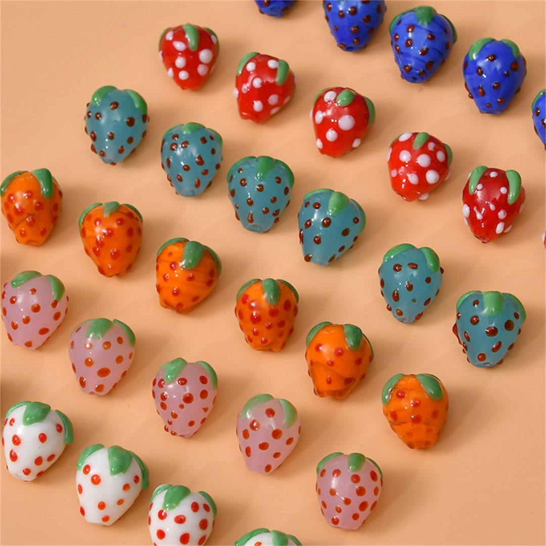 Crystal Glass Strawberry Beads, Colorful Sweet Beads, Crystal Juicy ...