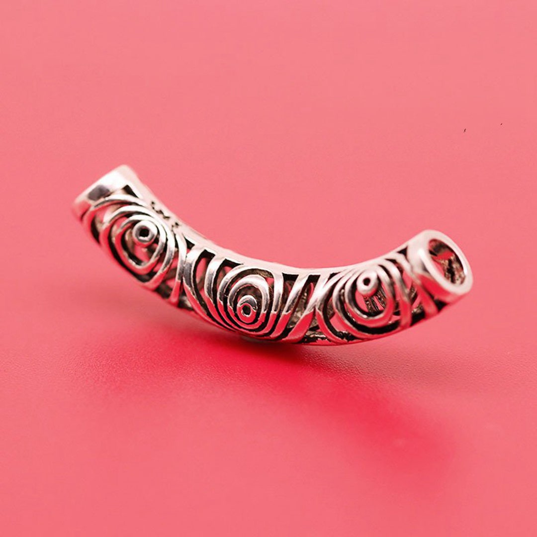 Sterling Silver Spiral Tube Beads, Swirl Bead, Whirlpool Bead, Swooping ...