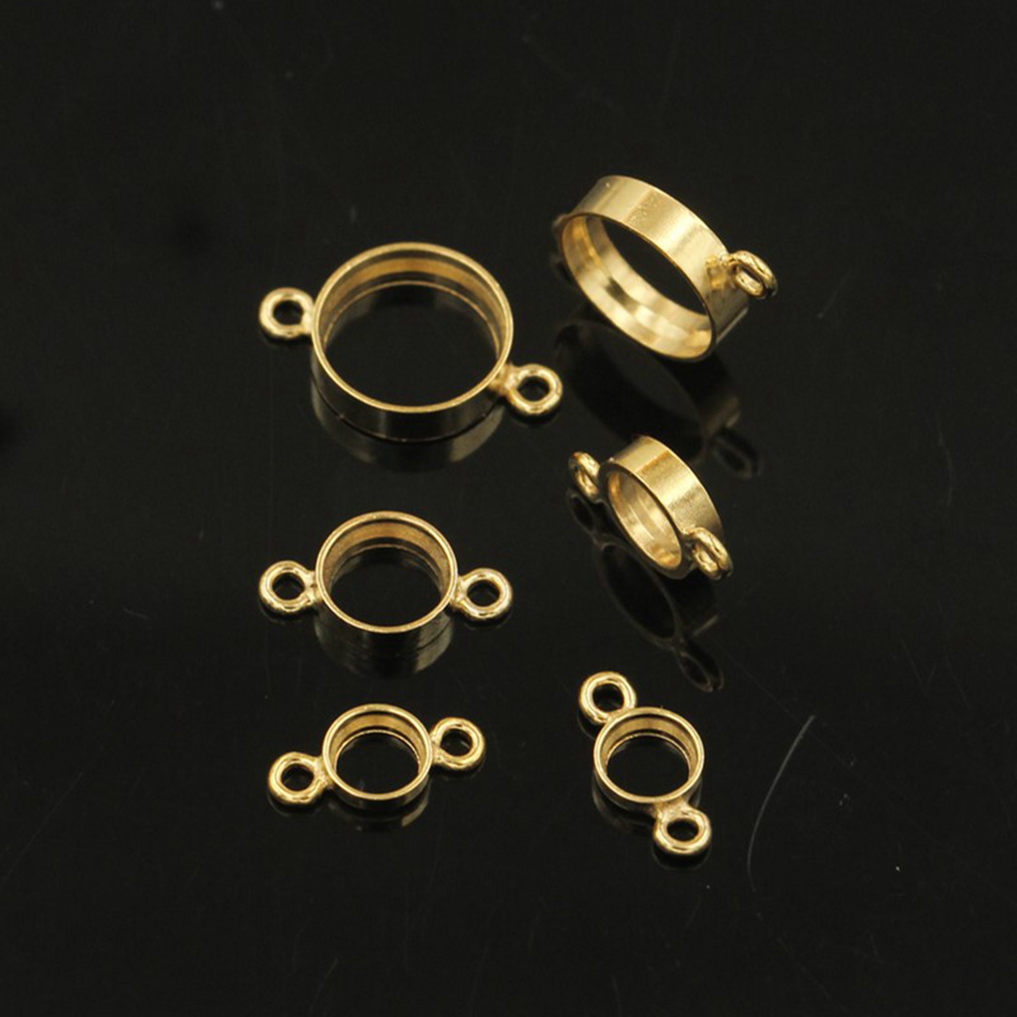 14K Gold Filled Bezel Connectors, Gold Filled Stone Setting Connector ...