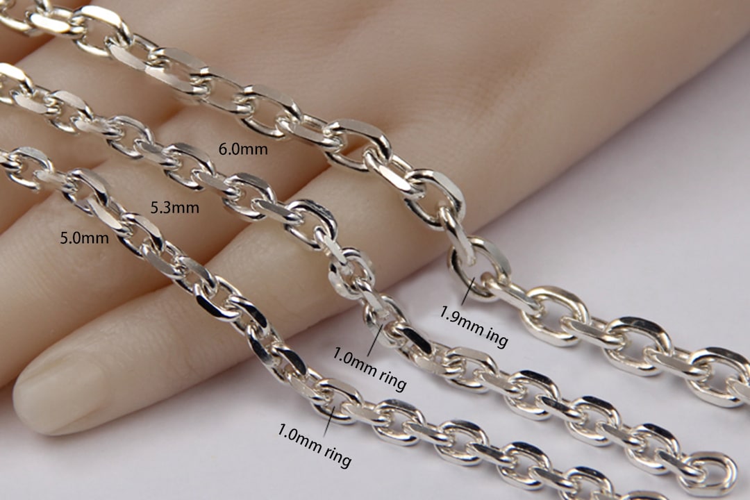 Sterling Silver Cable Chain, S925 Silver Cable Chain for Jewelry Making ...