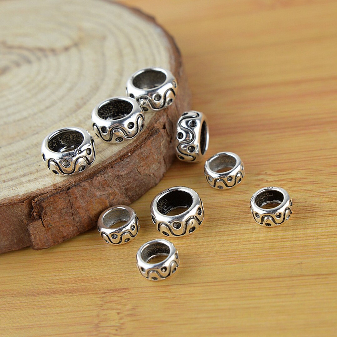 Sterling Silver Wave Pony Beads, Yin Yang Bead, Taoism Bead, Spiritual ...
