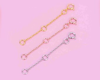 5 Sterling Silver Extension Chain W/ Spring Clasp, 925 Silver Extender ...