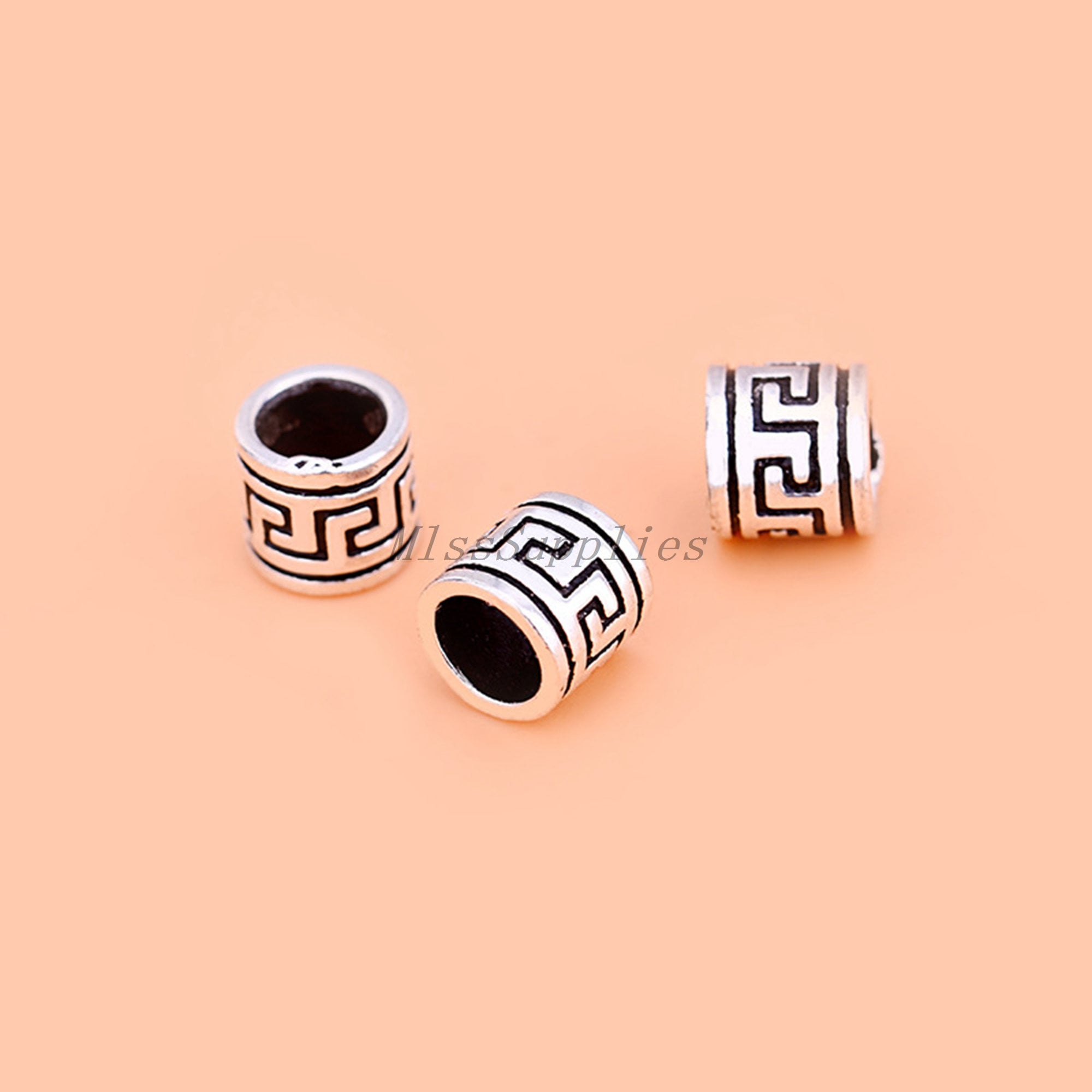 Sterling Greek Key Beads, Meander Bead,greek Pattern Bead,greek Fret ...