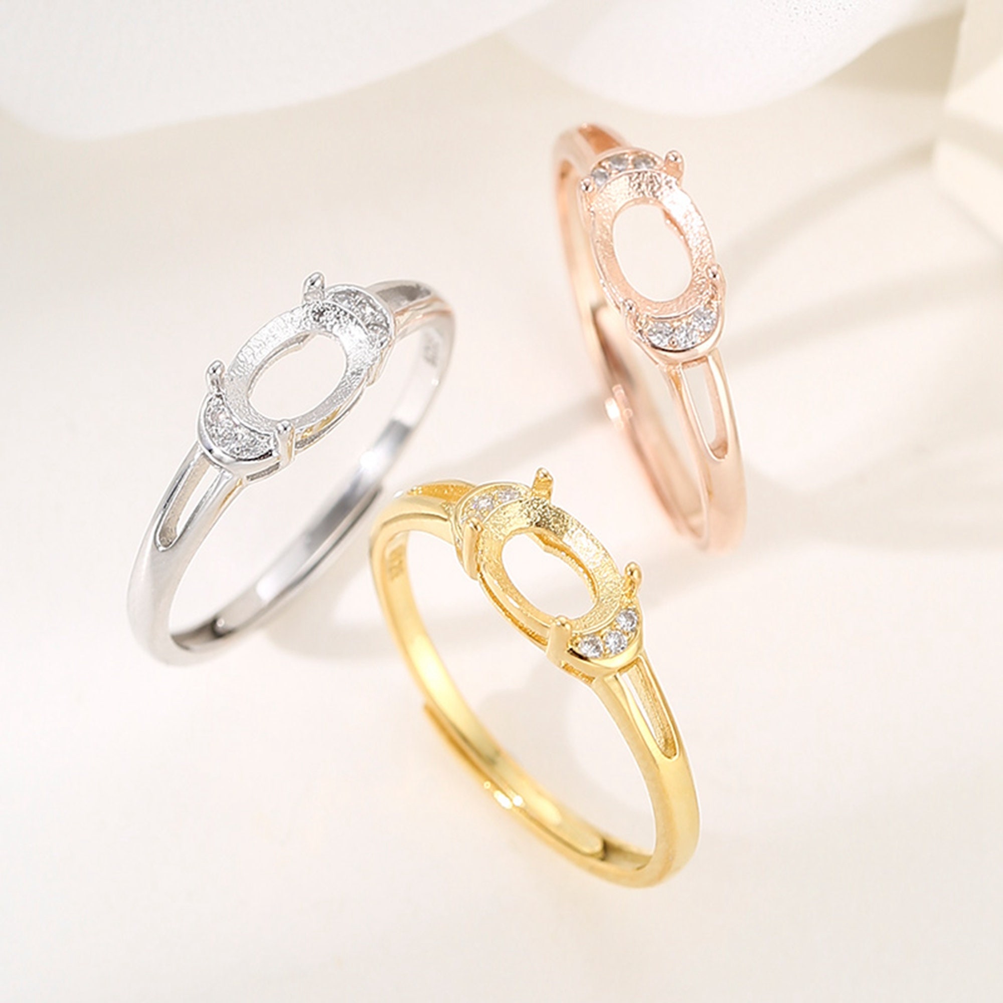 Sterling Silver Ring Setting S925 Silver Oval Bezel Cup - Etsy