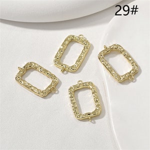 14K Gold Plated Rectangle Connector Charm, Rhombus Bracelet, Hammered ...