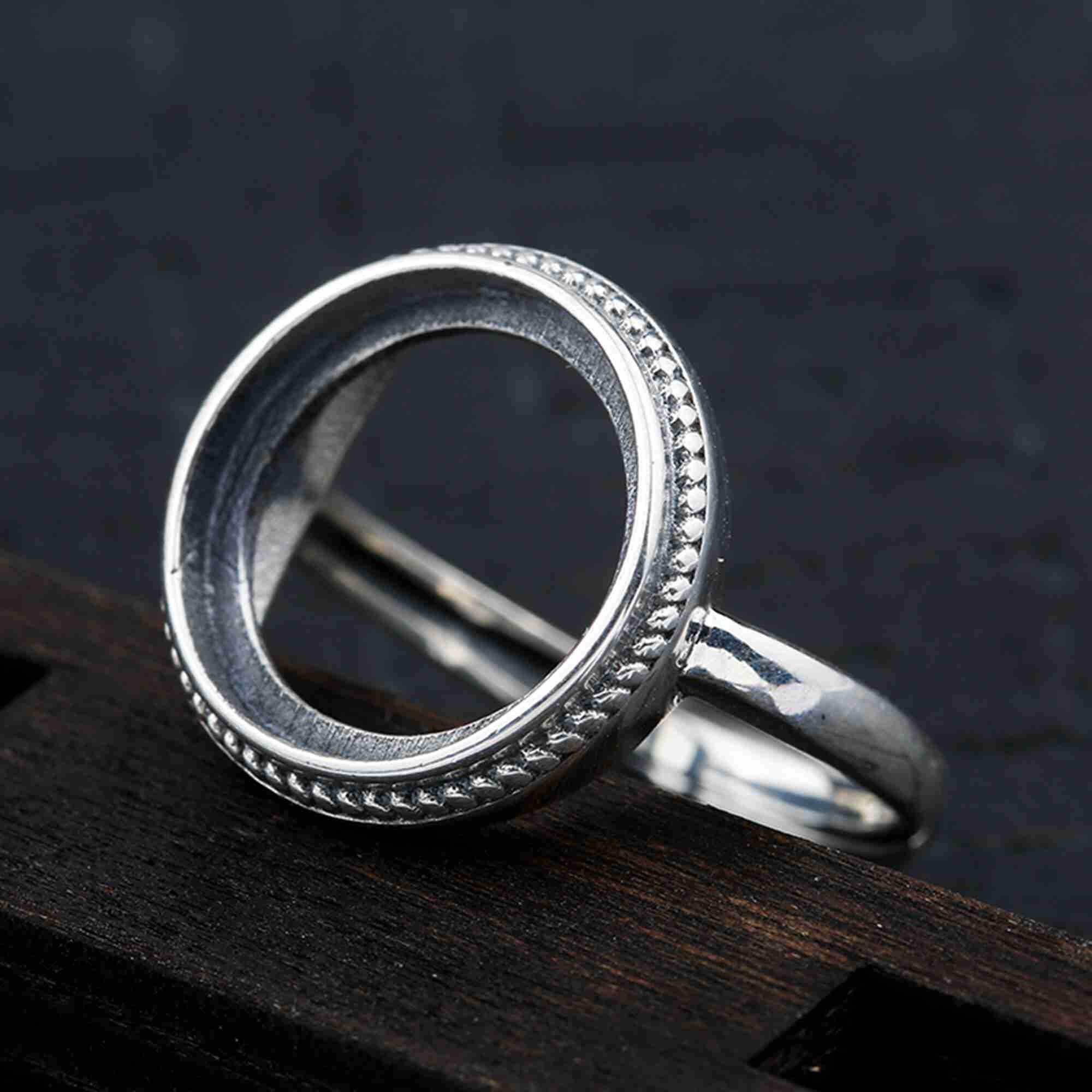 Sterling Silver Ring Setting, S925 Silver Round Bezel Cup Setting ...