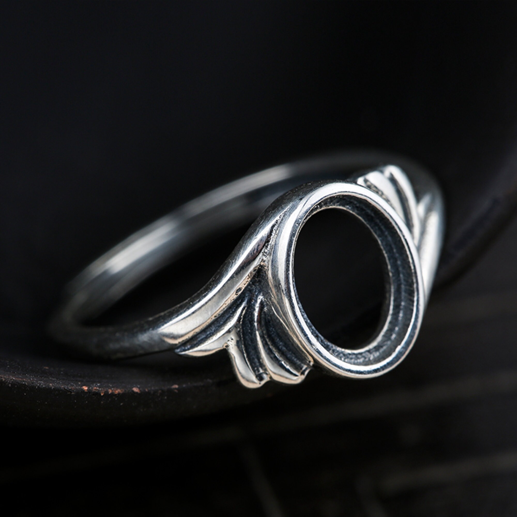 Sterling Silver Ring Setting S925 Silver Oval Bezel Cup - Etsy