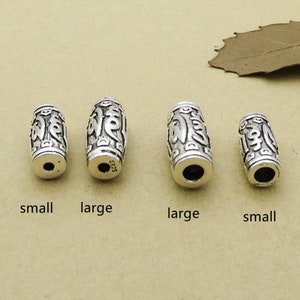 Sterling Silver OM Mantra Beads, Prayer Bead, Mala Bead, Tibetan Bead ...