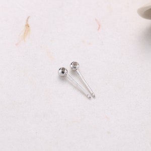 Sterling Silver Silicone Ear Posts, S925 Silver Ball Post Earring 3mm ...