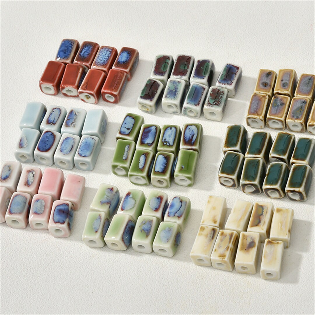 Porcelain Rectangular Beads, Ceramic Reectangle Beads, Colorful Ceramic ...