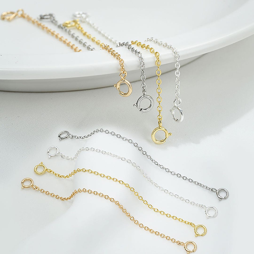 5pcs 14K Gold Plated Cable Chain Extensions W/spring Clasp, Gold Tone ...