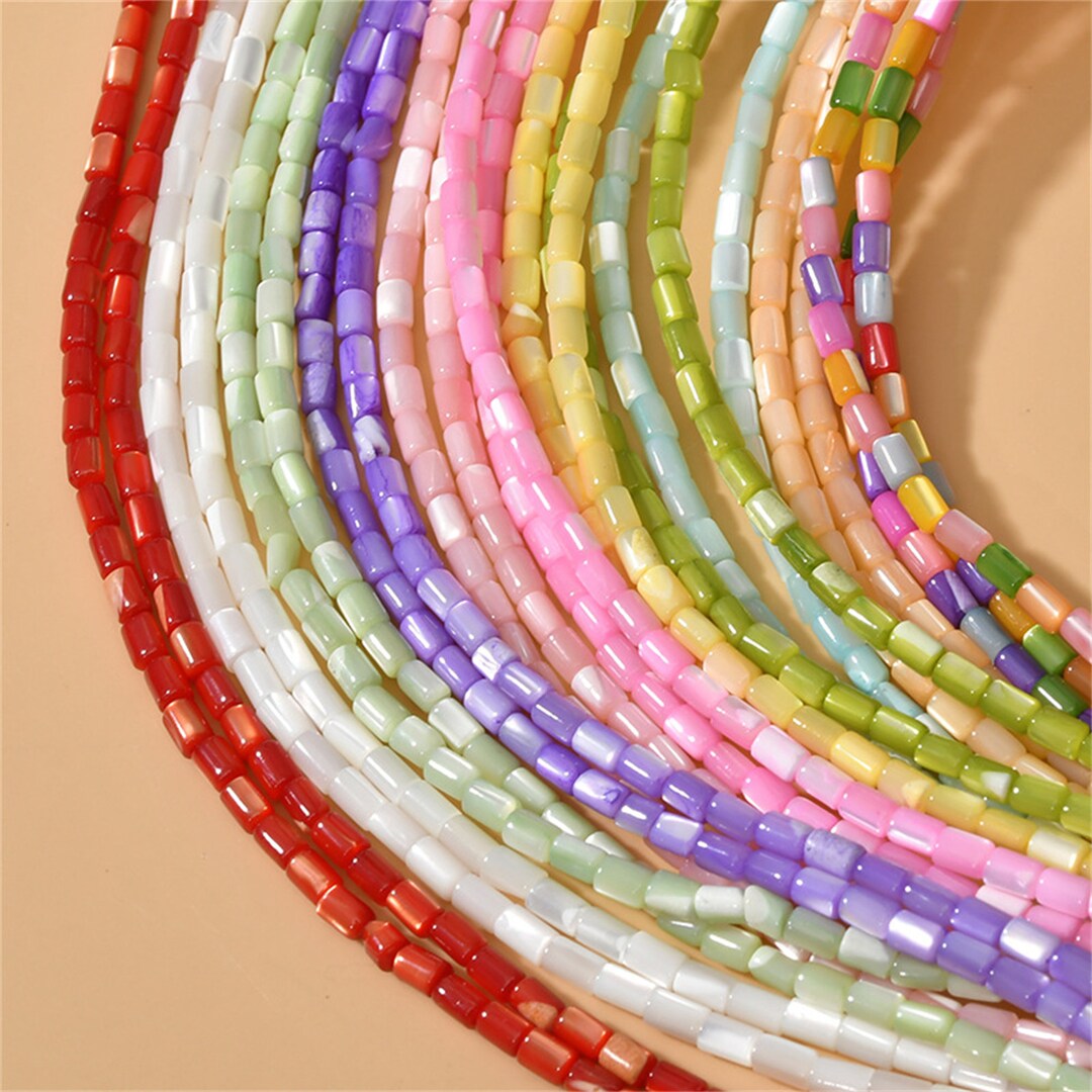Colorful Natural Shell Tube Bead, Cylinder Bead, Gemstone Bead, Loose ...