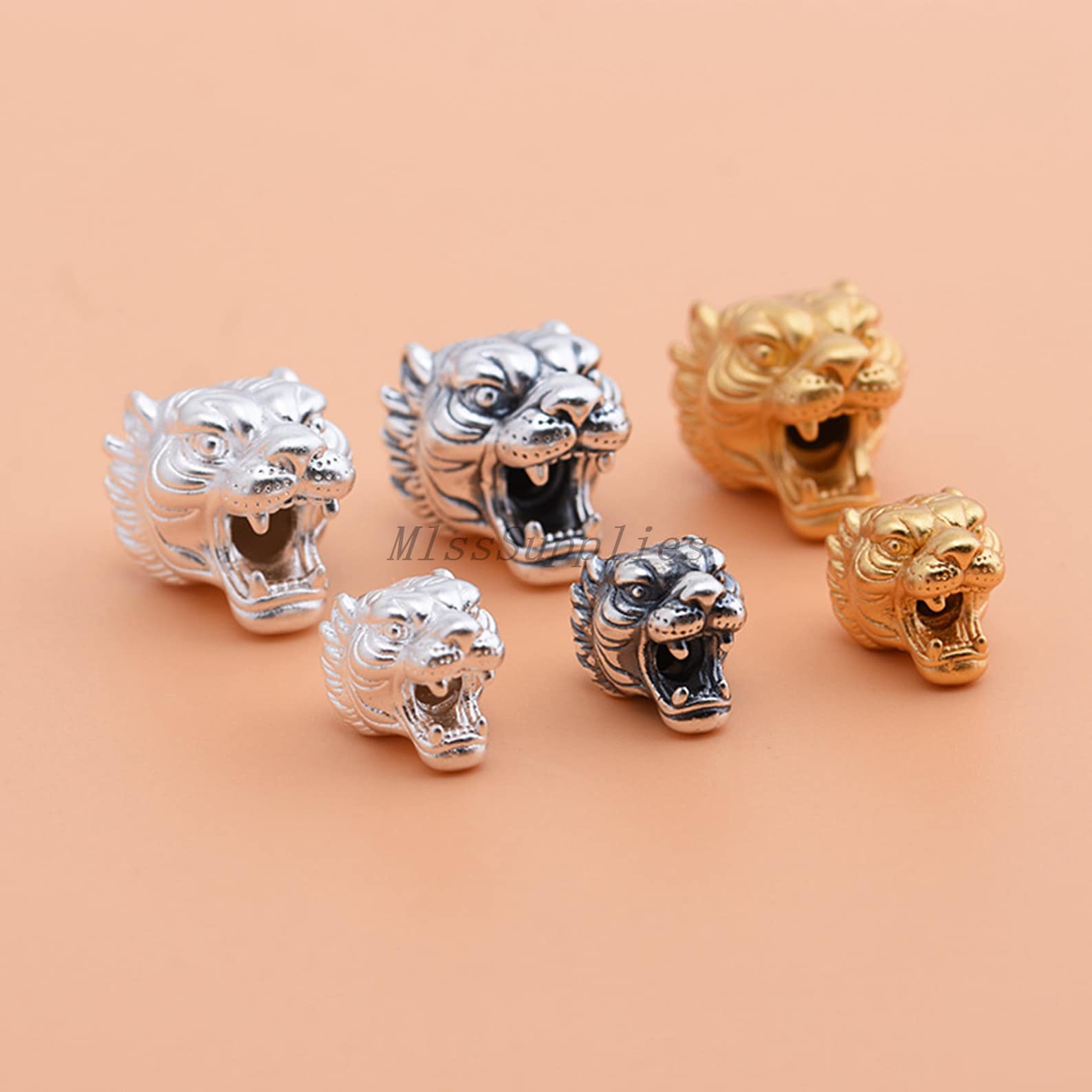 Sterling Silver Beads Sterling Silver Tiger Beads S925 - Etsy