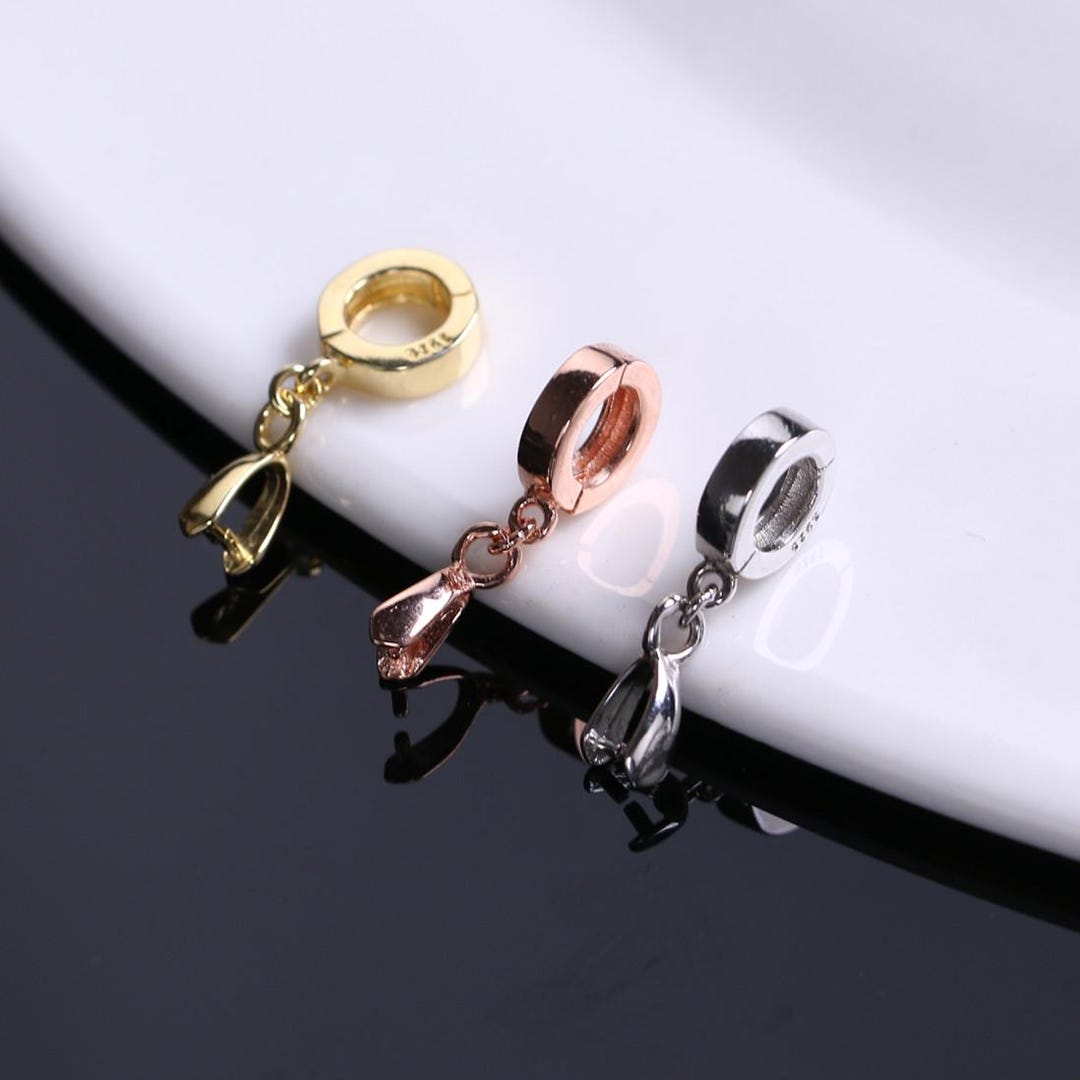 Sterling Silver Pinch Bails, S925 Silver Charm Pinch Bail for Jewelry ...