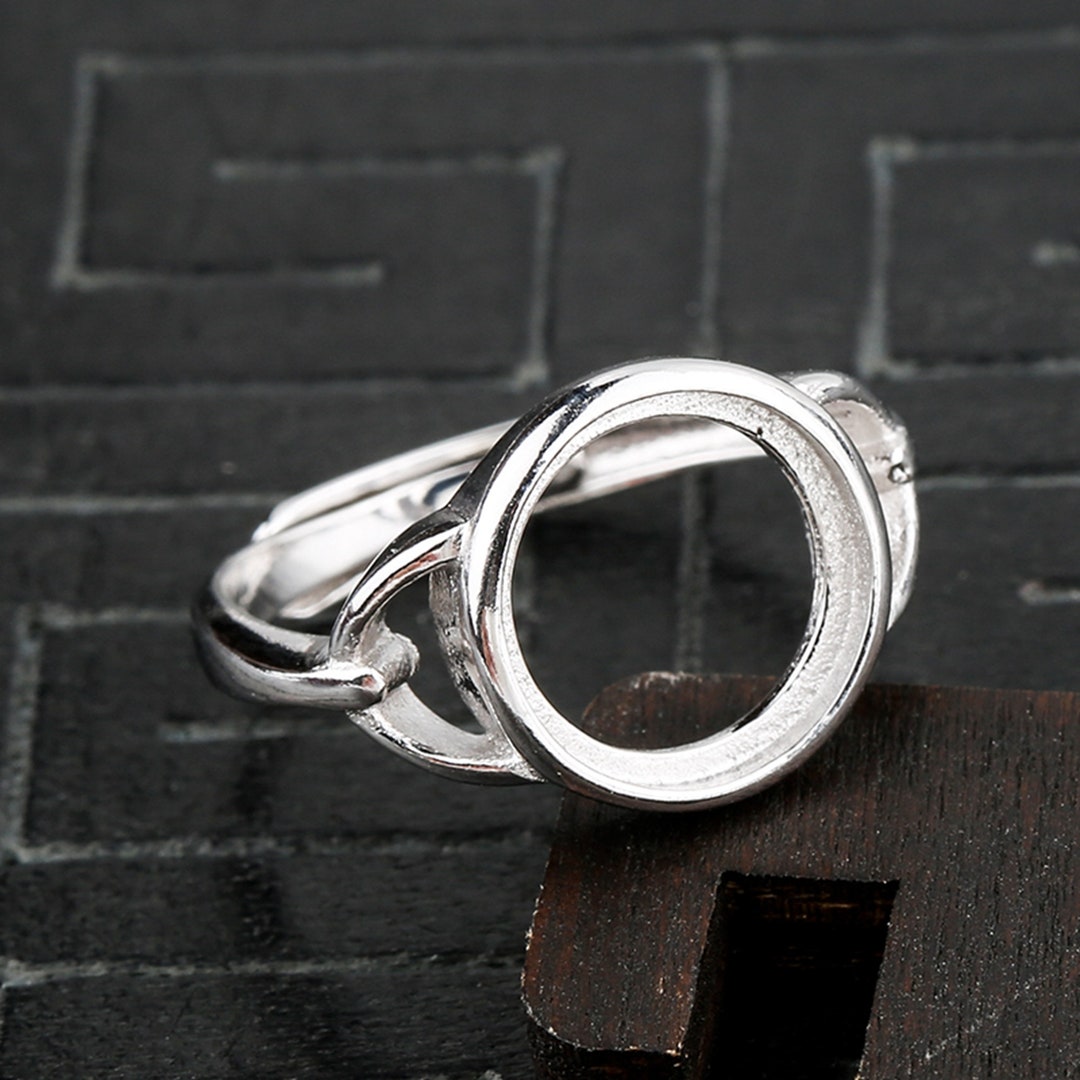 Sterling Silver Ring Setting, S925 Silver Round Bezel Cup Setting ...