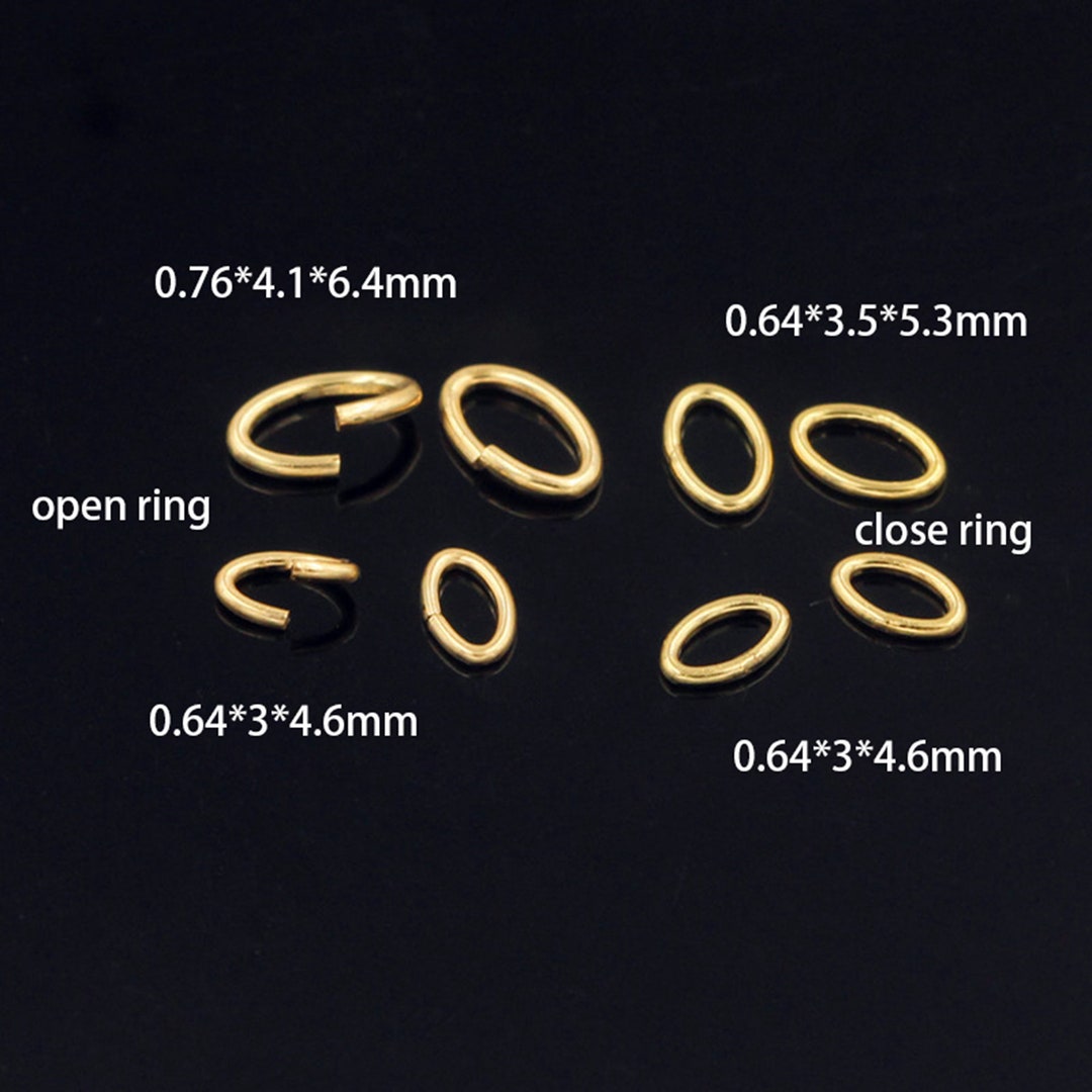 14K Gold Filled Oval Jump Rings, Gold Filled Oval Jump Ring, Closed ...