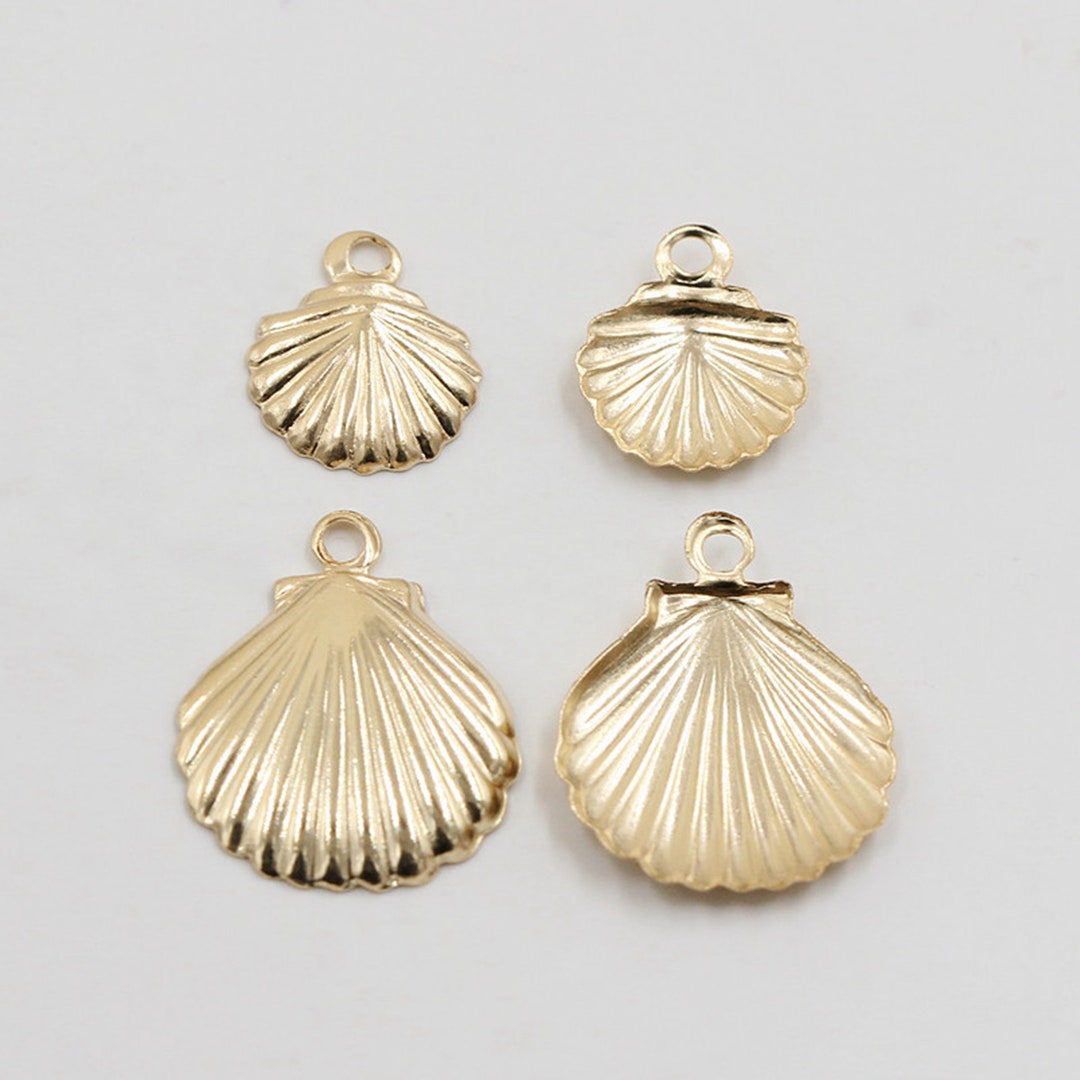 14K Gold Filled Shell Charm, Gold Filled Nautical Charm, Shell Charm ...