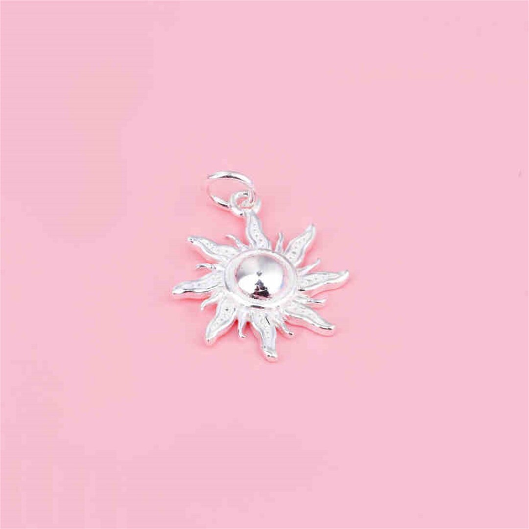Sterling Silver Sun Charm Pendant, S925 Silver Celestial Bracelet ...