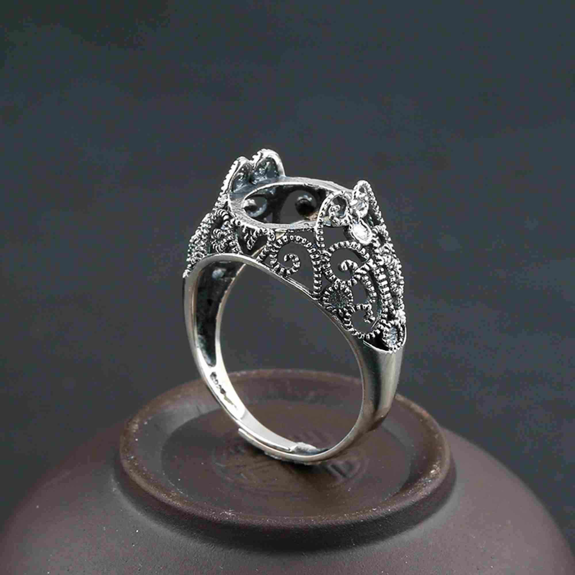 20pcs Sterling Silver Flower Ring Setting S925 Silver Oval - Etsy
