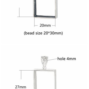 Sterling Silver Rectangle Bezel Pendant Setting, Cabochon Settings ...