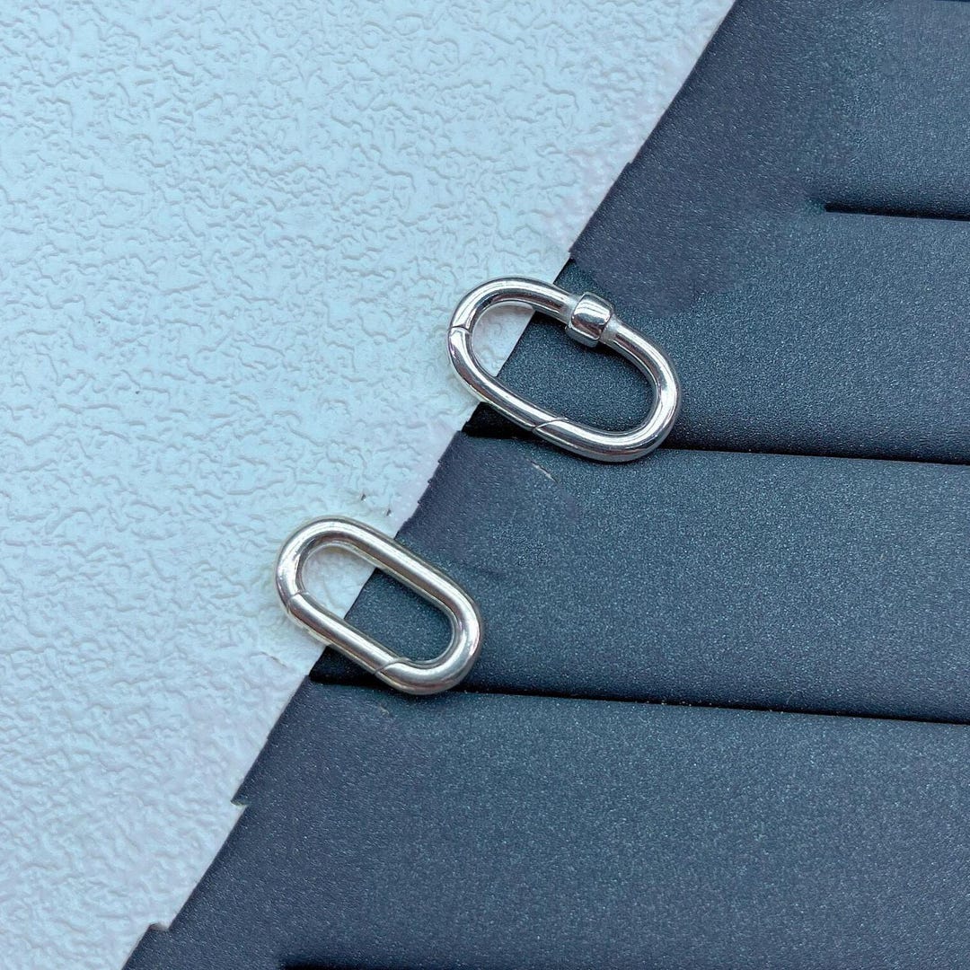 Sterling Silver Oval Clasp, Spring Gate Clasp, Silver Hinged Ring Push ...