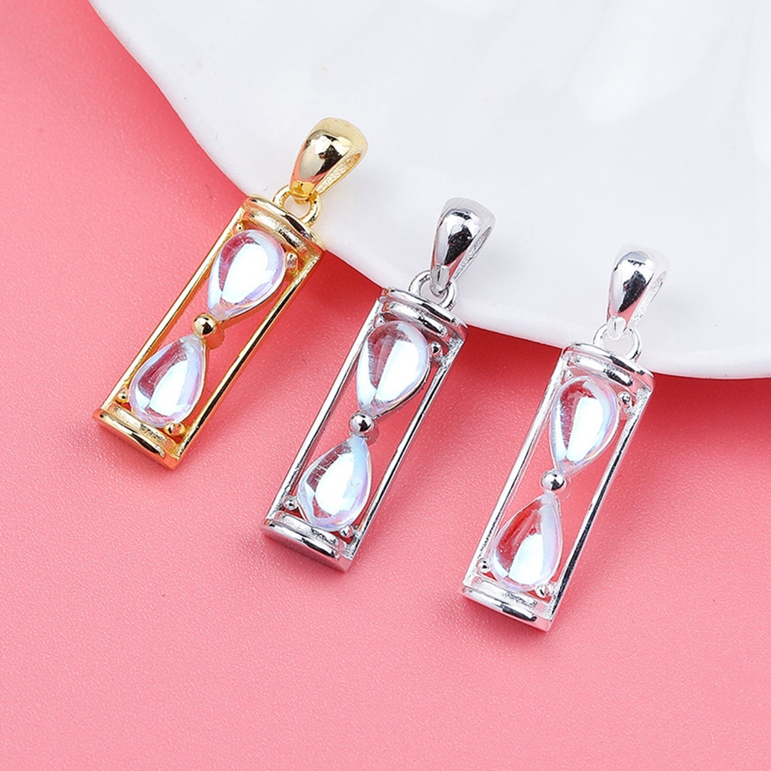 Sterling Silver Hourglass Charm Pendant, Hourglass Sand Timer Jewelry ...