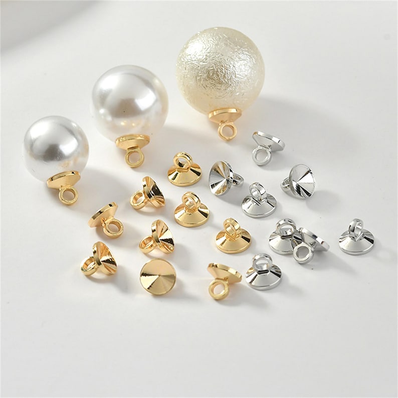 18K Gold Plated Bead End Cap With Loop,bead Cap,round Pendant Cap for ...