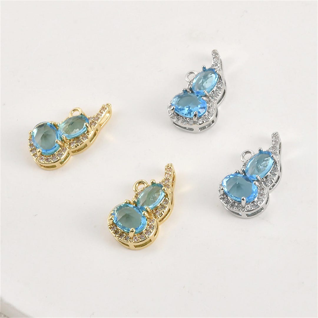 14K Gold Plated CZ Gourd Charm Pendant, Food Jewelry, Small Gourd ...