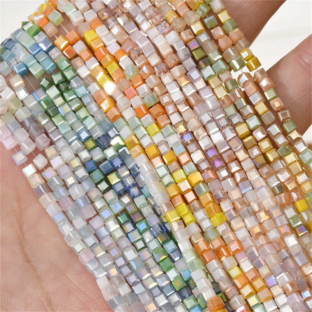 Crystal Glass Cube Beads, Glaze Block Bead, Geometric Square Bead ...