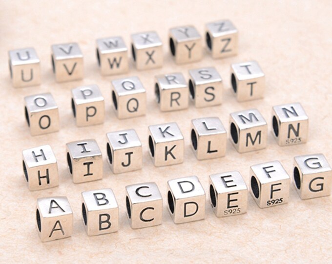 Sterling Silver Letter Beads Sterling Silver Alphabet Round - Etsy