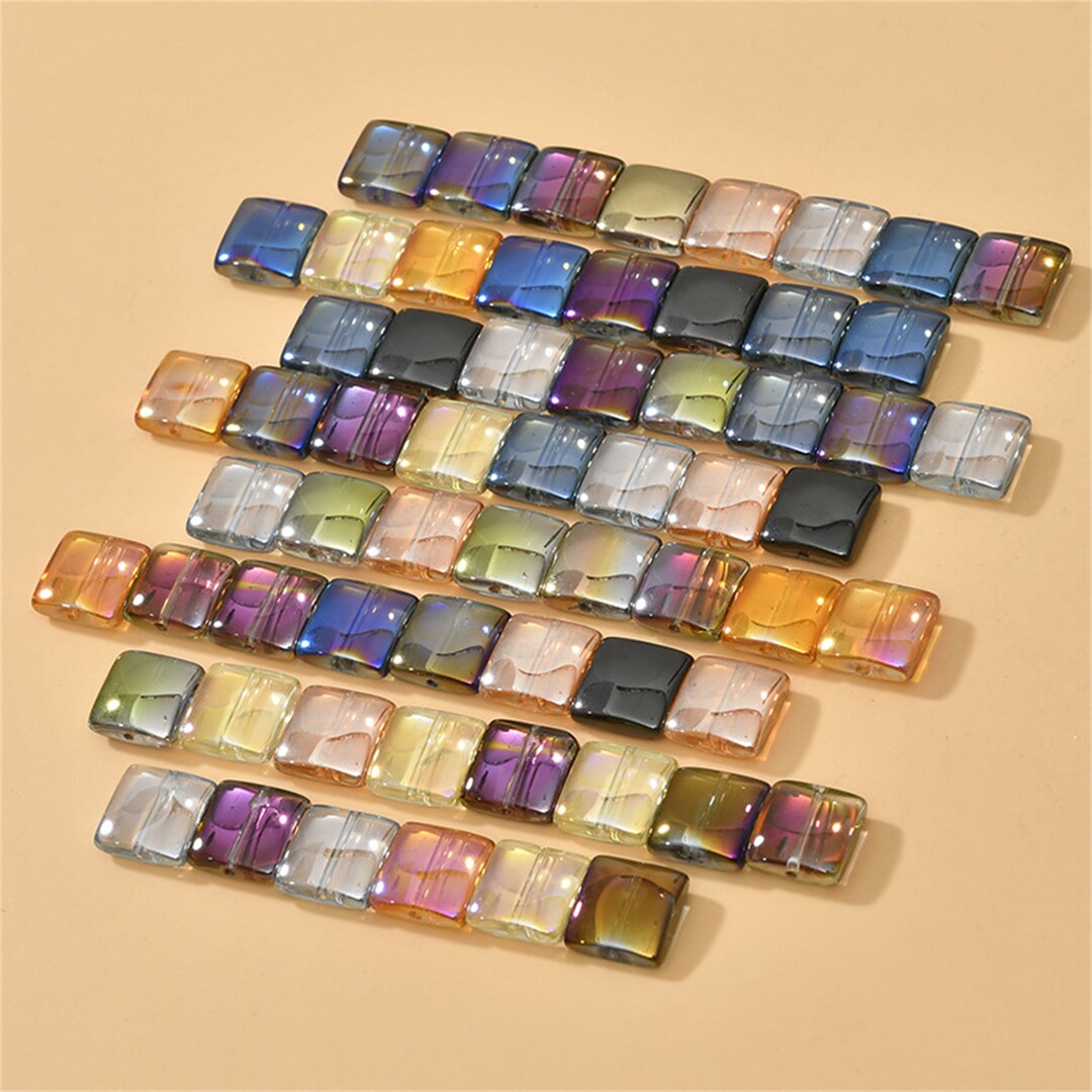 Shiny Crystal Flat Square Beads, Geometric Bead for Jewelry Making ...