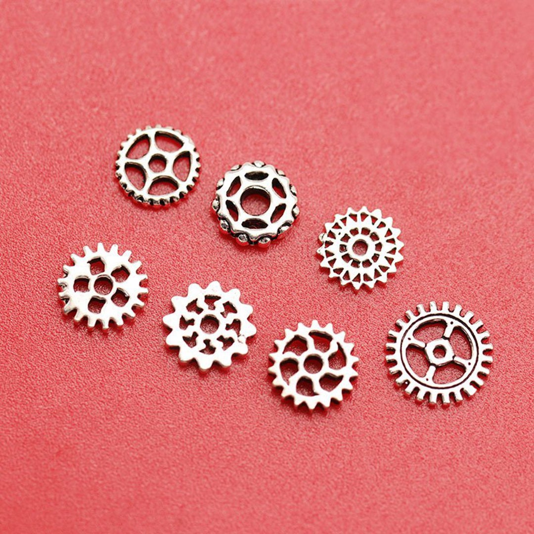 Sterling Silver Gear Beads, Steampunk Bead, Mechanical Bead, Clockwork ...