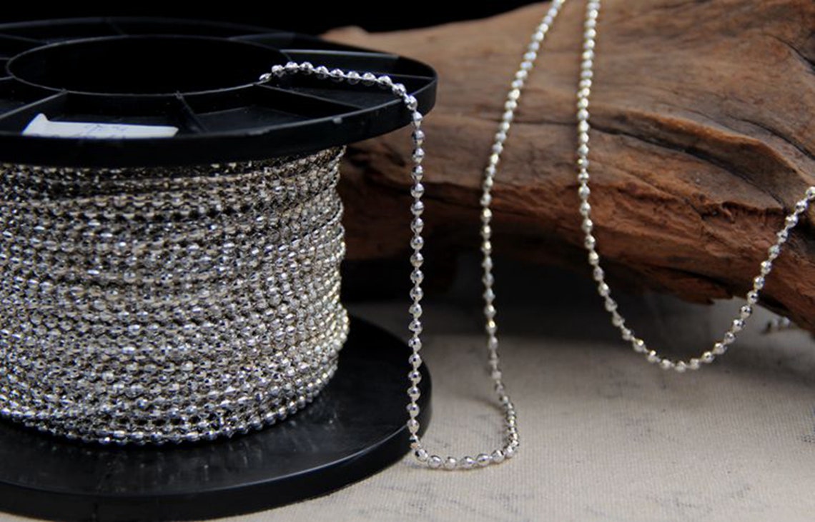Sterling Silver Faceted Ball Chain, S925 Silver Faceted Ball Chain for ...