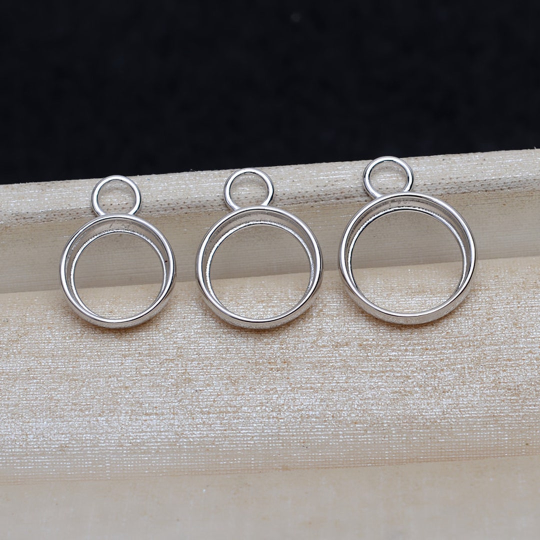 Sterling Silver Pendant Setting, S925 Silver Round Bezel for Jewelry ...