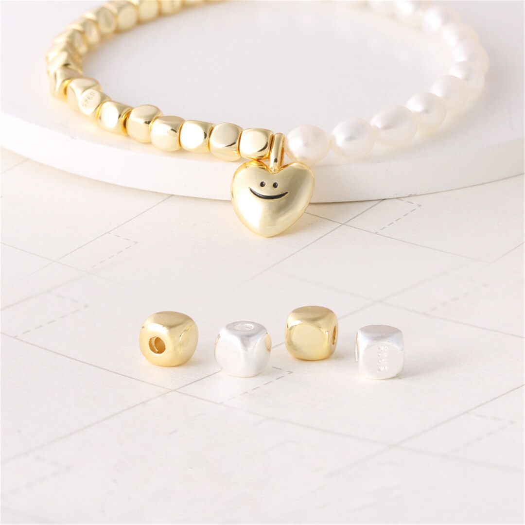 Sterling Silver Cube Beads Cubic Bead Geometric Bead Block - Etsy