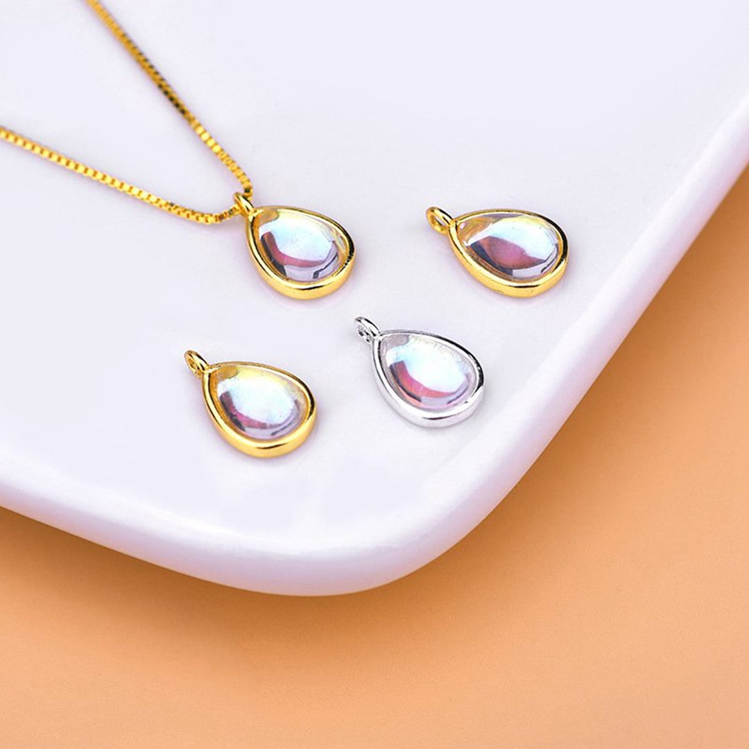 Sterling Silver Shiny Teardrop Charm Pendant, Raindrop Bracelet ...