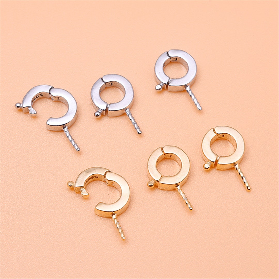 Sterling Silver Circle Hinged Ring Push Gate Clasps, Spring Gate Clasp ...