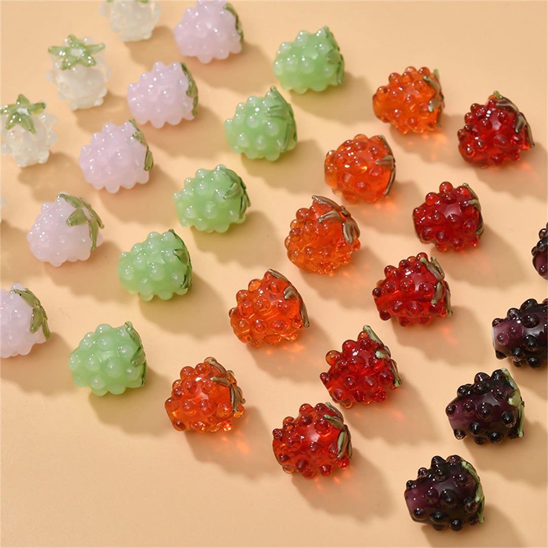 Crystal Glass Strawberry Beads, Colorful Sweet Beads, Crystal Juicy ...