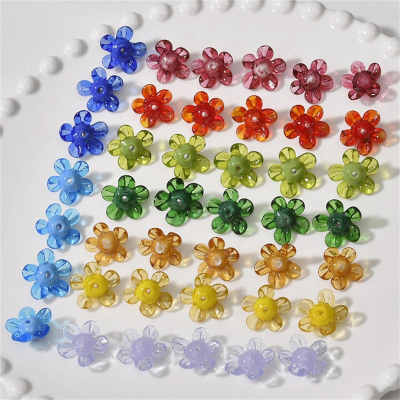 Glass Flower Beads - Etsy