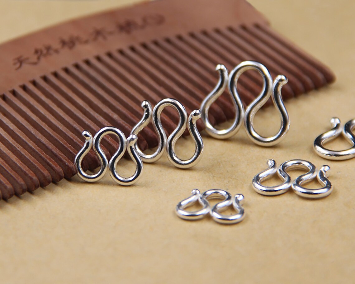 10pcs Sterling Silver W Clasps S999 Silver Hook Clasp for - Etsy