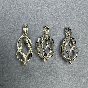 Sterling Silver Bird Cage Pendant Setting, S925 Silver Pearl Cage ...