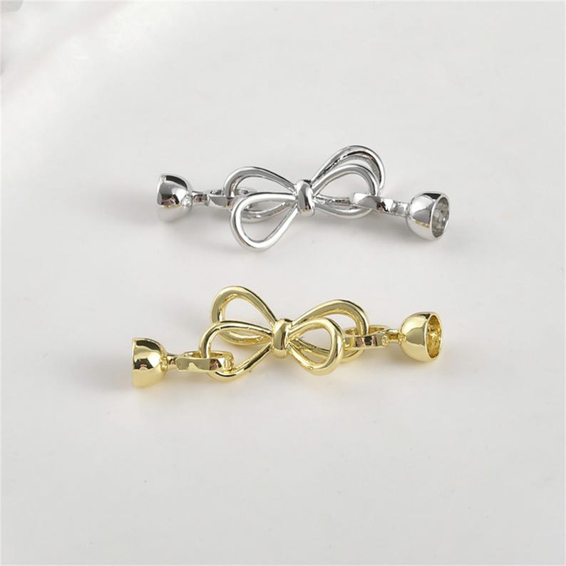 14K Gold Plated Pearl Clasp With Cord End Cap, Gold Tone Pearl Clasp ...