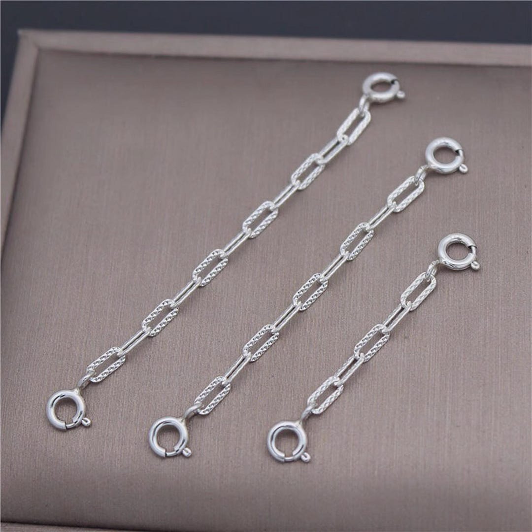 Sterling Silver Square Chain Extensions With Spring Clasp, 925 Paper ...